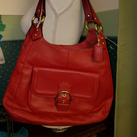 Coach | Bags | Coach Euc Red Campbell Leather Hobo | Poshmark